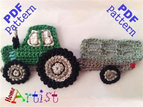 Tractor Crochet Applique Pattern Applique Muster Häkelapplikationen