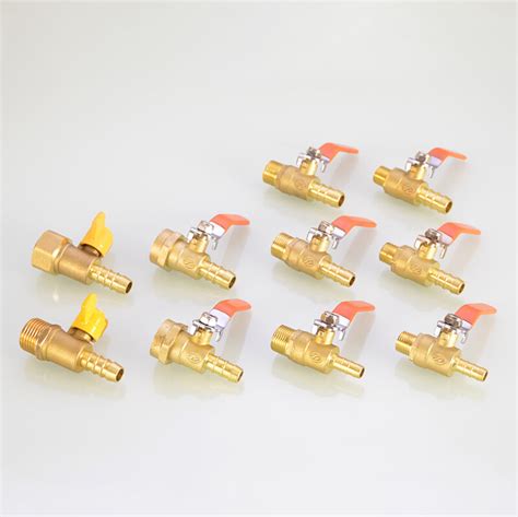 황동 파이프 피팅 커넥터 물 오일 공기 가스 연료 라인 차단 볼 밸브 8mm 10mm 12mm 호스 바브 인라인 소형 밸브 1 개 배관