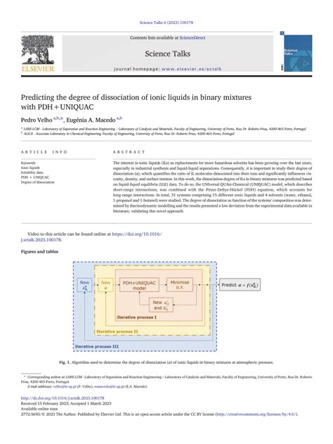Pdf Predicting The Degree Of Dissociation Of Ionic Liquids In Binary