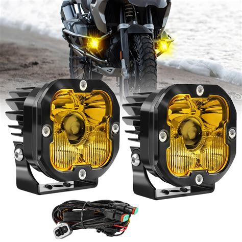 Braveway [storbe] Motorcycle Led Fog Lights 3 Inch Yellow Auxiliary