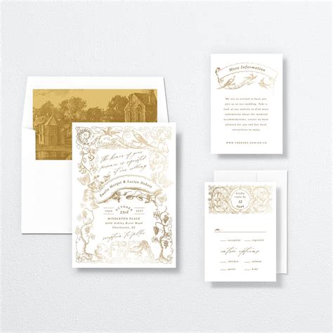 The Knot Vintage Toile Foil Wedding Invitations