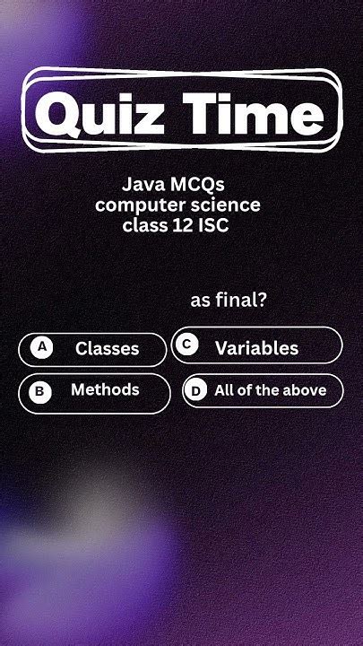 Java Mcqs Computer Science Class 12 Isc Computerscienceclass12 Javaisc Youtube