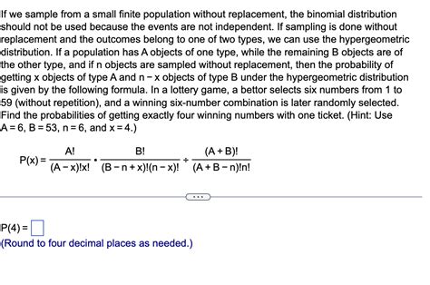 Solved If We Sample From A Small Finite Population Without