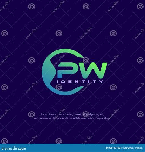 Pw Initial Letter Circular Line Logo Template Vector With Gradient
