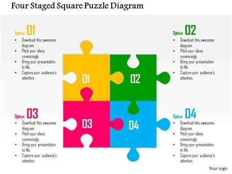 Four Staged Square Puzzle Diagram Powerpoint Template PowerPoint Presentation Pictures
