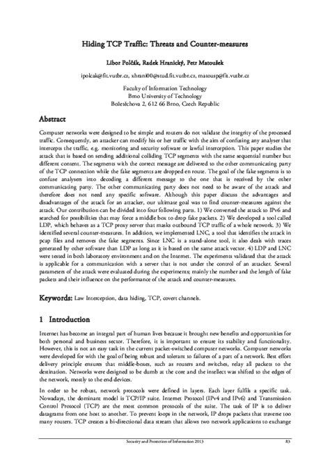 Pdf Hiding Tcp Traffic Threats And Counter Measures