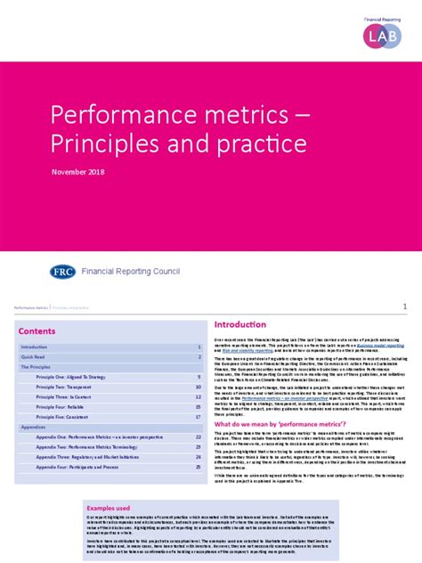 Lab Performance Metrics Final Pdf Performance Indicator Business Model