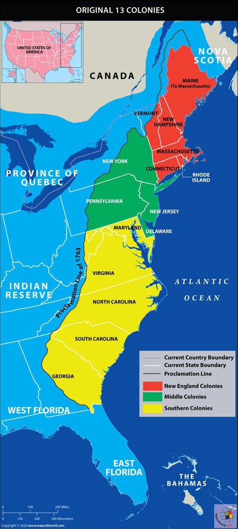Map Of The Original 13 Colonies Of The United States