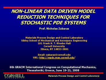 PPT NON LINEAR DATA DRIVEN MODEL REDUCTION TECHNIQUES FOR STOCHASTIC PDE SYSTEMS PowerPoint