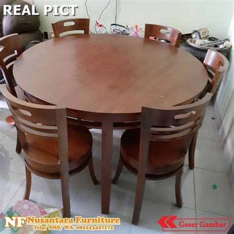 Meja Makan Bulat Minimalis 6 Kursi
