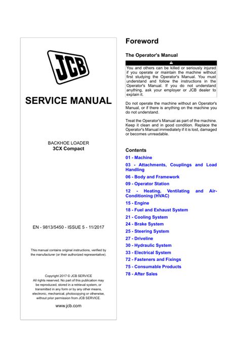 Service Manual JCB CX Compact Loader
