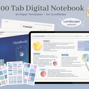 Tab Hyperlinked Digital Notebook Landscape Dot Grid Etsy