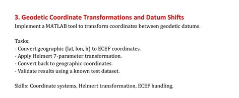 Implement A Matlab Tool To Transform Coordinates Between Geodetic Datums