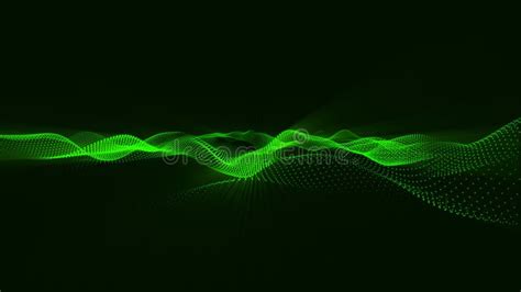 Green Abstract Background With Flowing Particles Beautiful Wave Shaped
