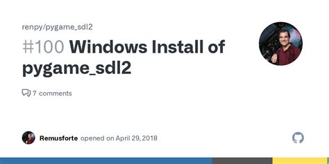 Windows Install Of Pygamesdl2 · Issue 100 · Renpypygamesdl2 · Github