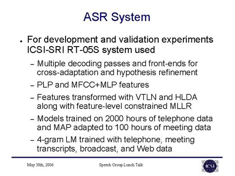 Features For Improved Speech Activity Detection For Recognition