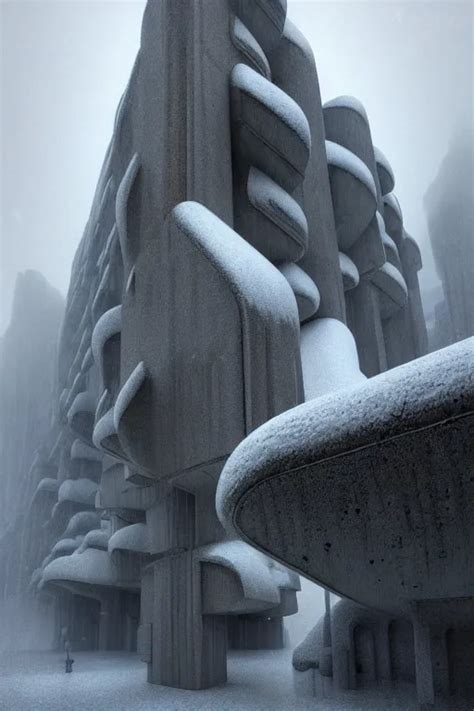 Sci Fi Concrete Brutalist Architecture In The Stable Diffusion