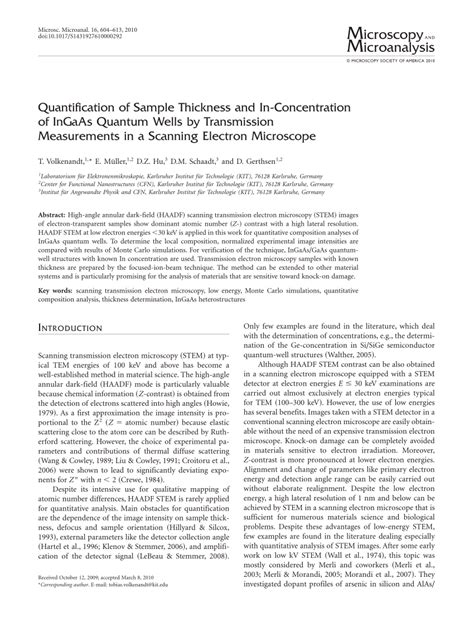 Pdf Quantification Of Sample Thickness And In Concentration Of Ingaas Quantum Wells By