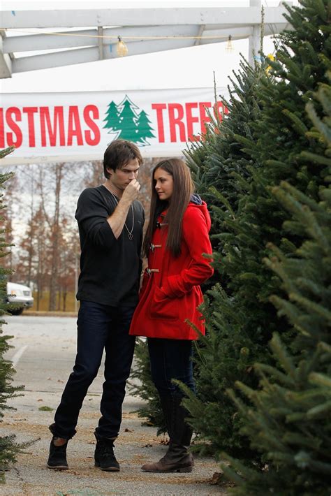 Nina Dobrev Picks Out A Christmas Tree With Ian In Atlanta