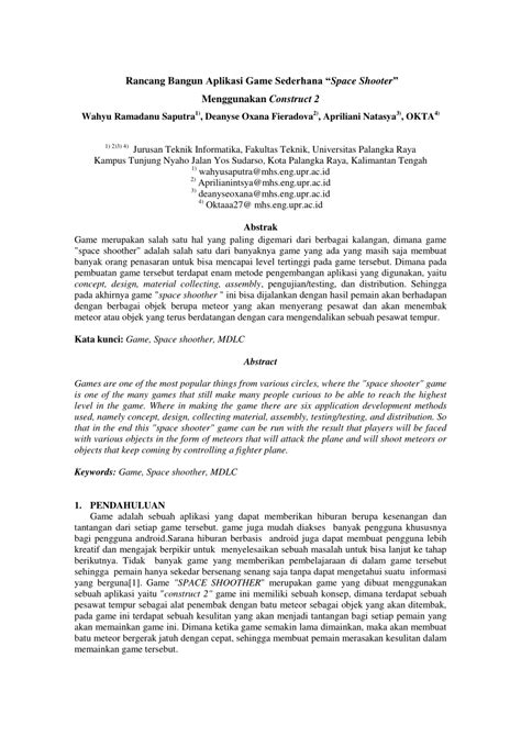 Pdf Kelompok V Rancang Bangun Aplikasi Game Sederhana “space Shooter