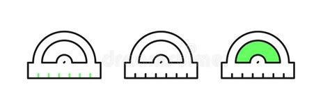 Set Line Protractor Grid For Measuring Degrees Icon Isolated On White Background Tilt Angle