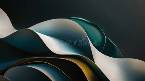 Abstract 3d Illustration Featuring Smooth Undulating Metallic Waves Gradient Of Blue And Gold