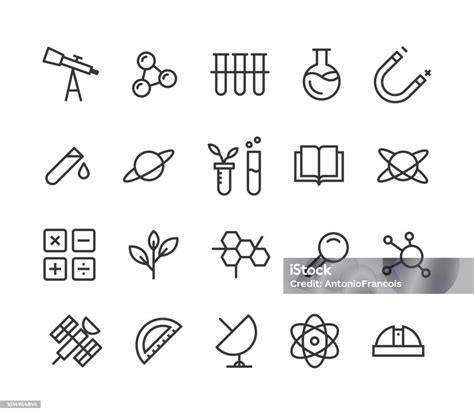 과학의 간단한 세트 관련 벡터 라인 아이콘 생물학 천문학 물리학 과학 테스트 실험실 등으로 같은 아이콘을 포함 되어 있습니다 편집 가능한 선입니다 48 X 48 픽셀 완벽