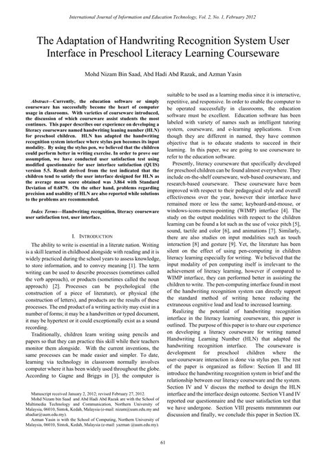 Pdf The Adaptation Of Handwriting Recognition System User Interface