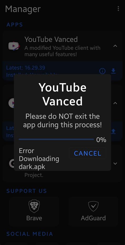Unable To Install Youtube Vanced Music · Issue 639 · Teamvancedvancedmanager · Github