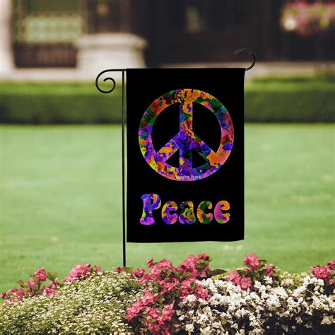 Peace Sign Hippie Flagbe The Peace Flagfloral Peace Sign Garden Flag