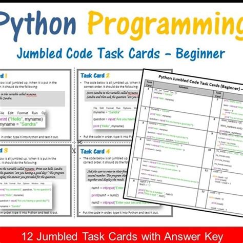 Python Programmingjumbled Code Task Cards Beginner Coding Unplugged