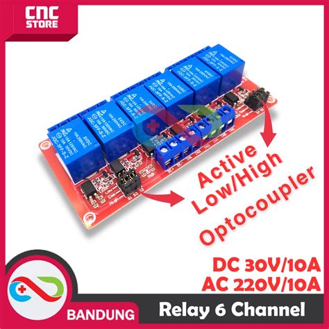 Jual MODULE RELAY 6 CHANNEL 5V AKTIV HIGH LOW WITH OPTOCOUPLER Shopee Indonesia