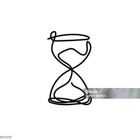 한 줄 의 모래 시계 디자인 손으로 그린 미니멀리즘 스타일 벡터 일러스트 낙서 드로잉에 대한 스톡 벡터 아트 및 기타 이미지
