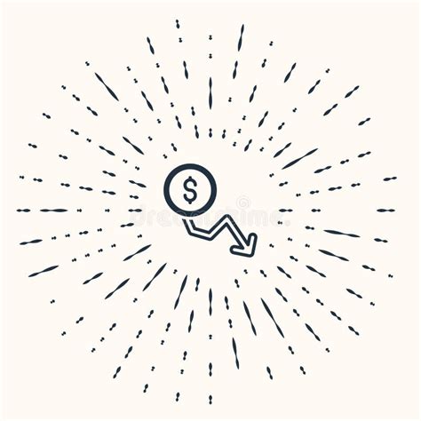 Grey Dollar Rate Decrease Icon Isolated On Beige Background Cost Reduction Money Symbol With