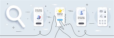 홀드 하트 팀워크 및 사이버 공격 라인 아이콘 팩 웹앱용 전화 화면 모형입니다 벡터 3차원 형태에 대한 스톡 벡터 아트 및 기타