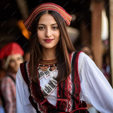 Premium Photo Young Albanian Woman In Traditional Clothes Smiling