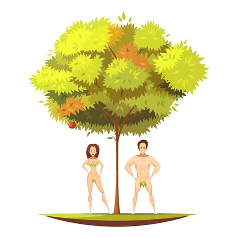 Adam Eve Under Apple Tree Cartoon Illustration 481690 Vector Art At Vecteezy