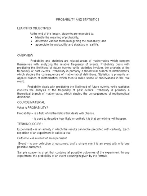 Probability And Statistics Pdf Probability Statistics Probability And Statistics Pdf Probability Statistics