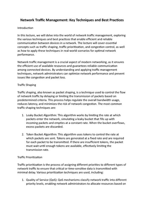 Network Traffic Management Key Techniques And Best Practices Network Traffic Management Key