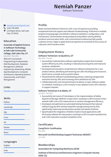 Top Software Technician Resume Objective Examples