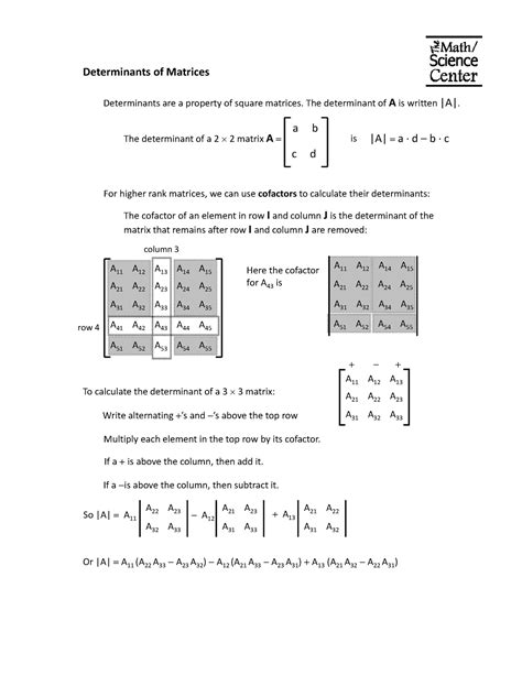 Determinants Of Matrices Determinants Of Matrices Determinants Are A Property Of Square