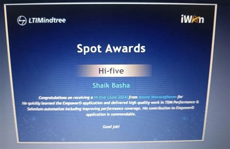 Shaik Mahammad Basha On Linkedin Award Ltimindtree Hi
