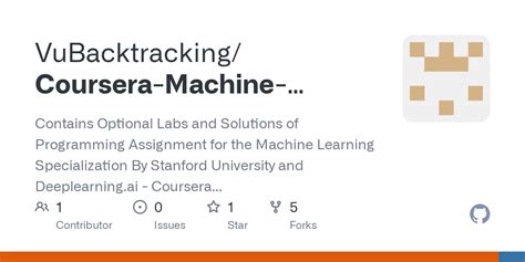 Github Vubacktrackingcoursera Machine Learning Specialization Contains Optional Labs And
