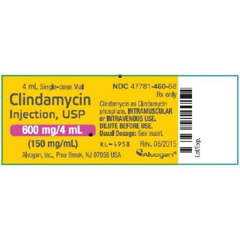 Clindamycin Phos Inj 600mg 4ml Rx Products