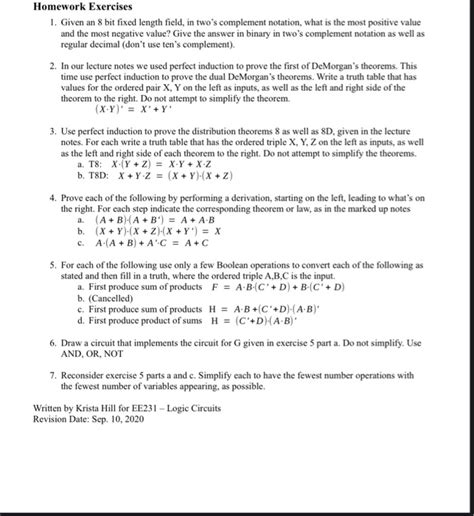 solved homework exercises 1 given an 8 bit fixed length