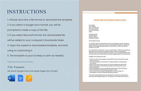 Front End Developer Cover Letter In Word Google Docs Download Template Net