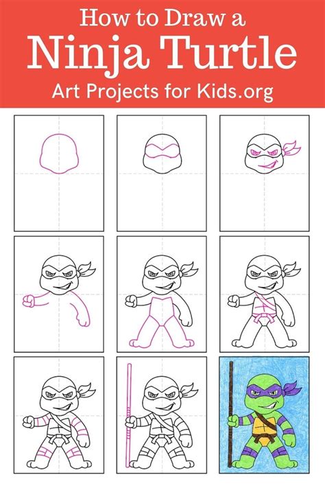 Easy How To Draw Ninja Turtles Tutorial Video And Ninja Turtle Coloring Page Artofit