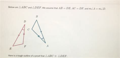 Solved Below Are Abc And Def We Assume That Abde Acdf And M∠ Am∠