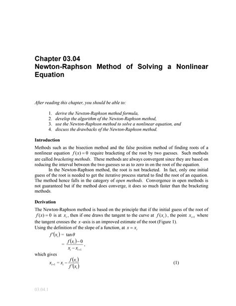 Solution Numerical Analysis Newton Raphson Method Studypool