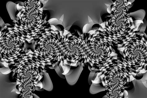 Complex Design 3d Fractal Structure In Black And White On A Plain Dark